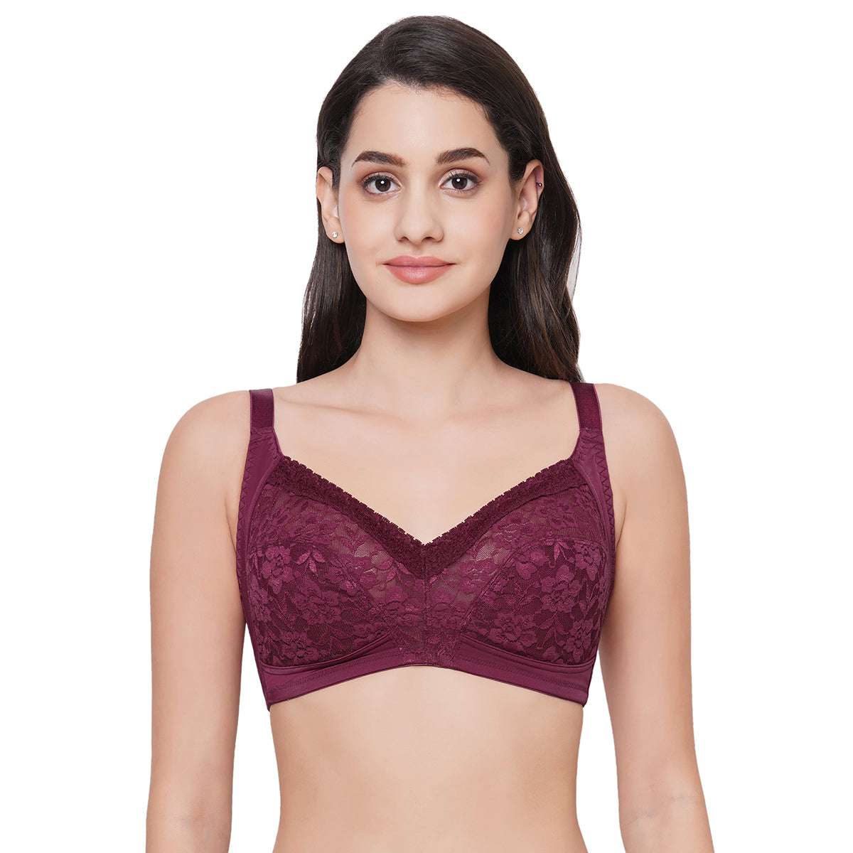 Buy Grace Non-Padded Non-Wired Full Coverage Plus Size Bra - Maroon Online | Wacoal India