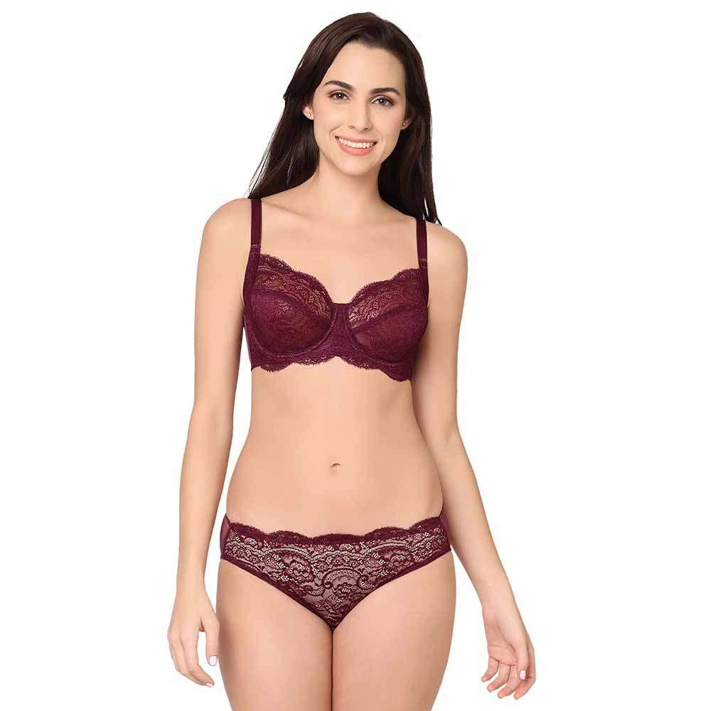 Buy Essential Lace Non Padded Wired Full Cup Bridal Wear Lace Bra Full