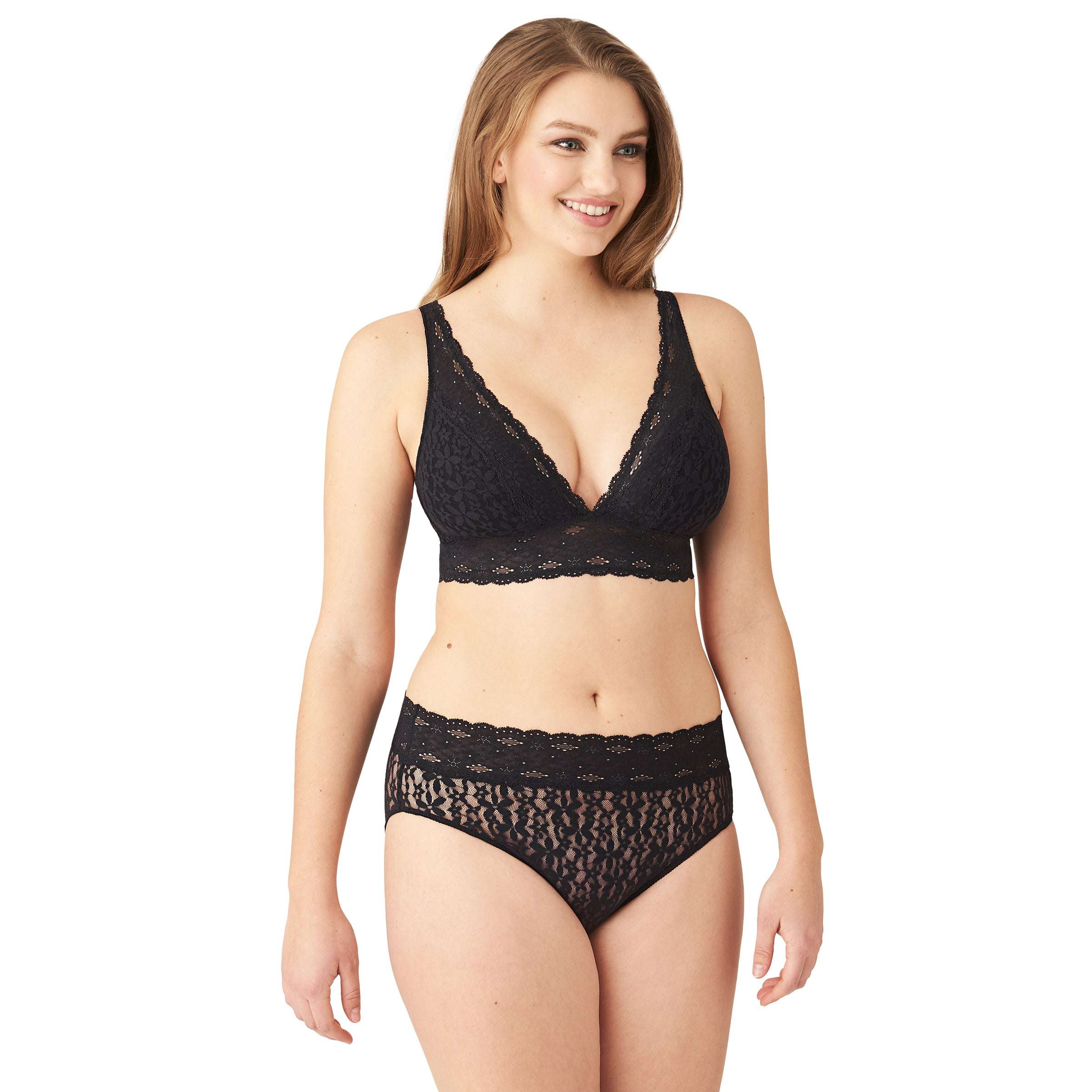 Buy Halo Non Padded Non Wired 3/4th Cup Bridal Wear Medium coverage Lace Bralette - Black Online ...