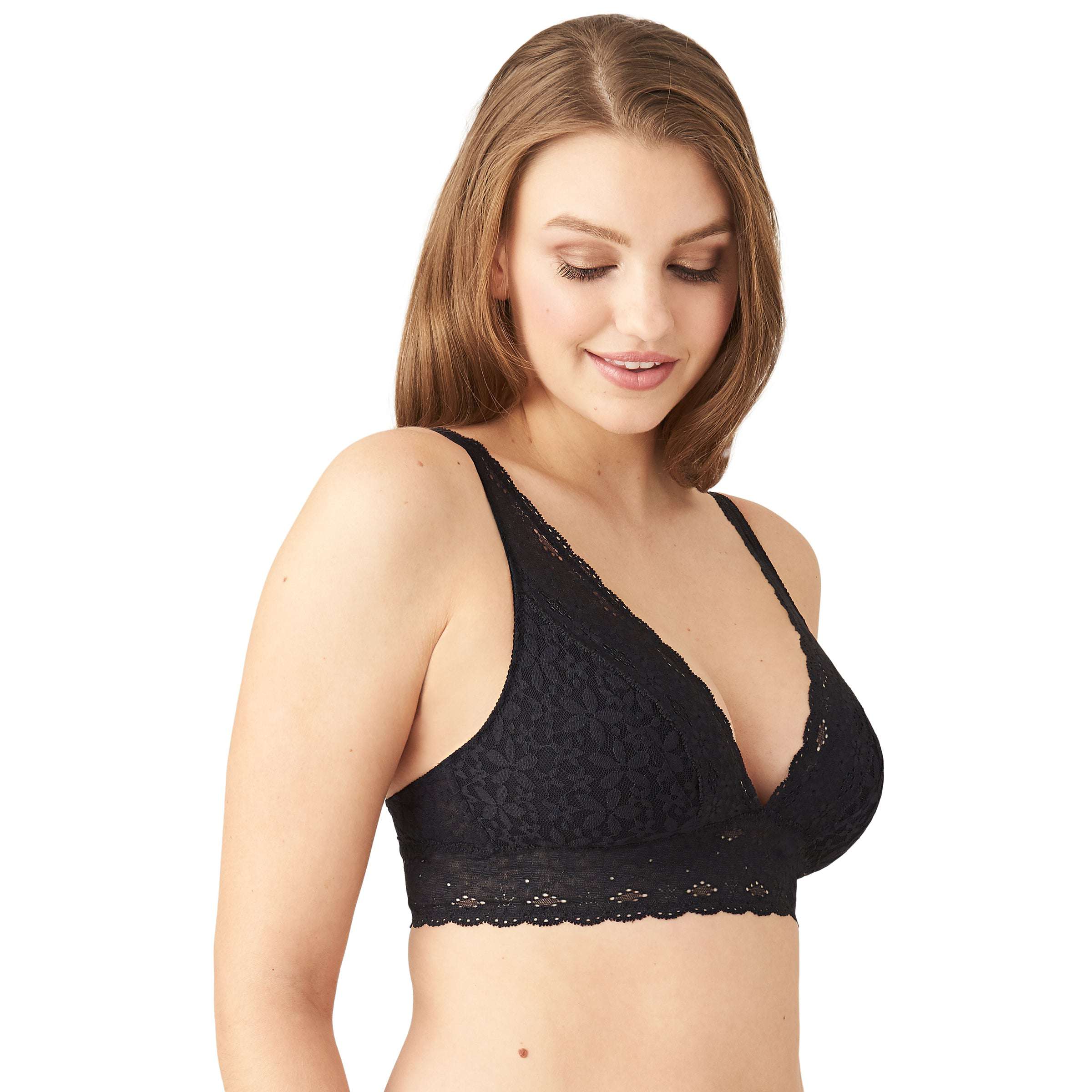 Buy Halo Non Padded Non Wired 3/4th Cup Bridal Wear Medium coverage Lace Bralette - Black Online ...